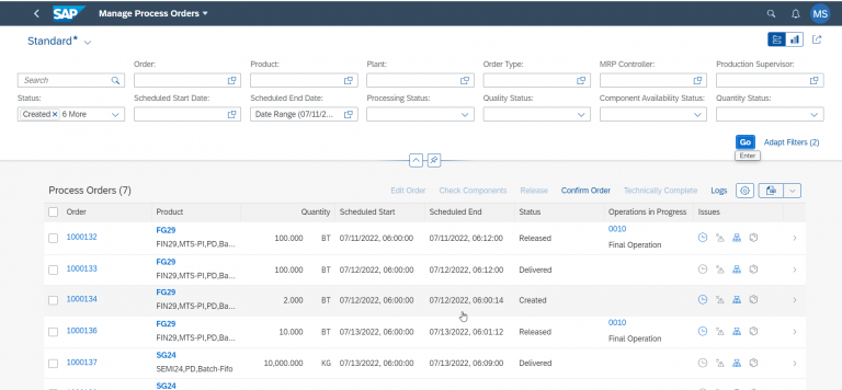 Fiori Apps for SAP S4 HANA PP-PI (Production Planning - Process ...